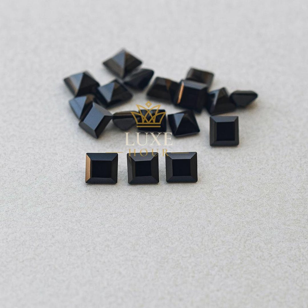 Faceted Black Onyx Gemstone – Step Cut Square, 4mm-10mm - Etsy