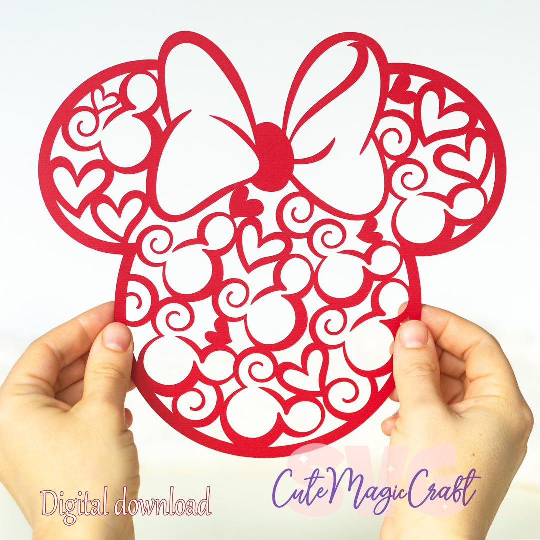 Hidden Minnie Mouse Head With Hearts SVG for DIY Crafts! Valentine's ...