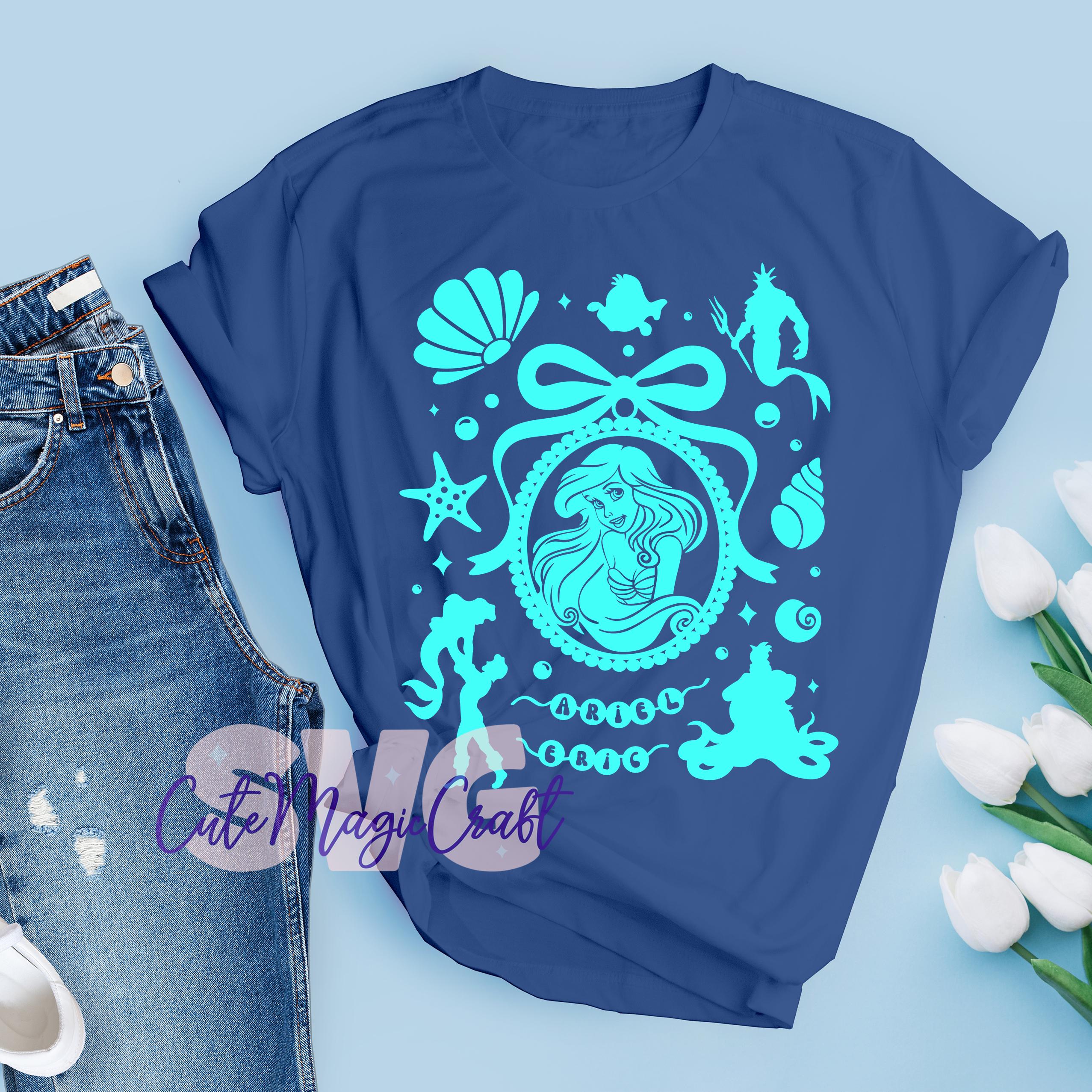 Little Mermaid Princess Retro Frame SVG for DIY! | Coquette Bow Elegant ...