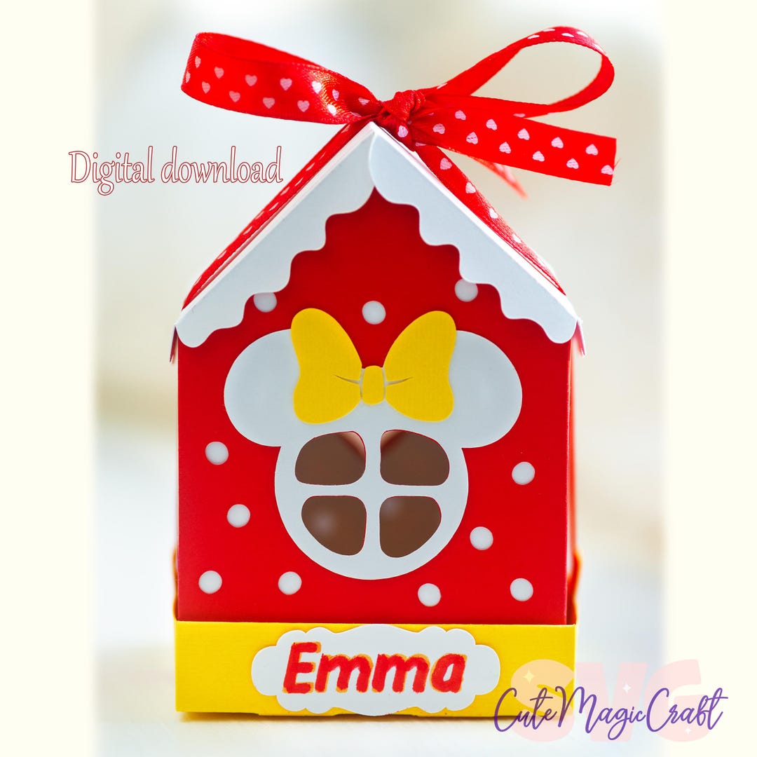 Minnie Mouse Gingerbread House Gift Box SVG! Christmas Holiday Box ...