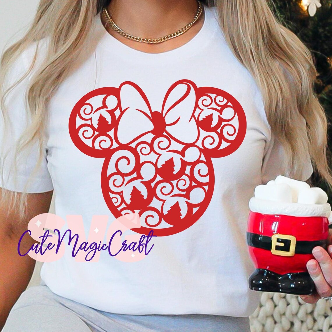 Hidden Minnie Mouse Heads Christmas Swirls SVG for DIY Crafts! New Year ...