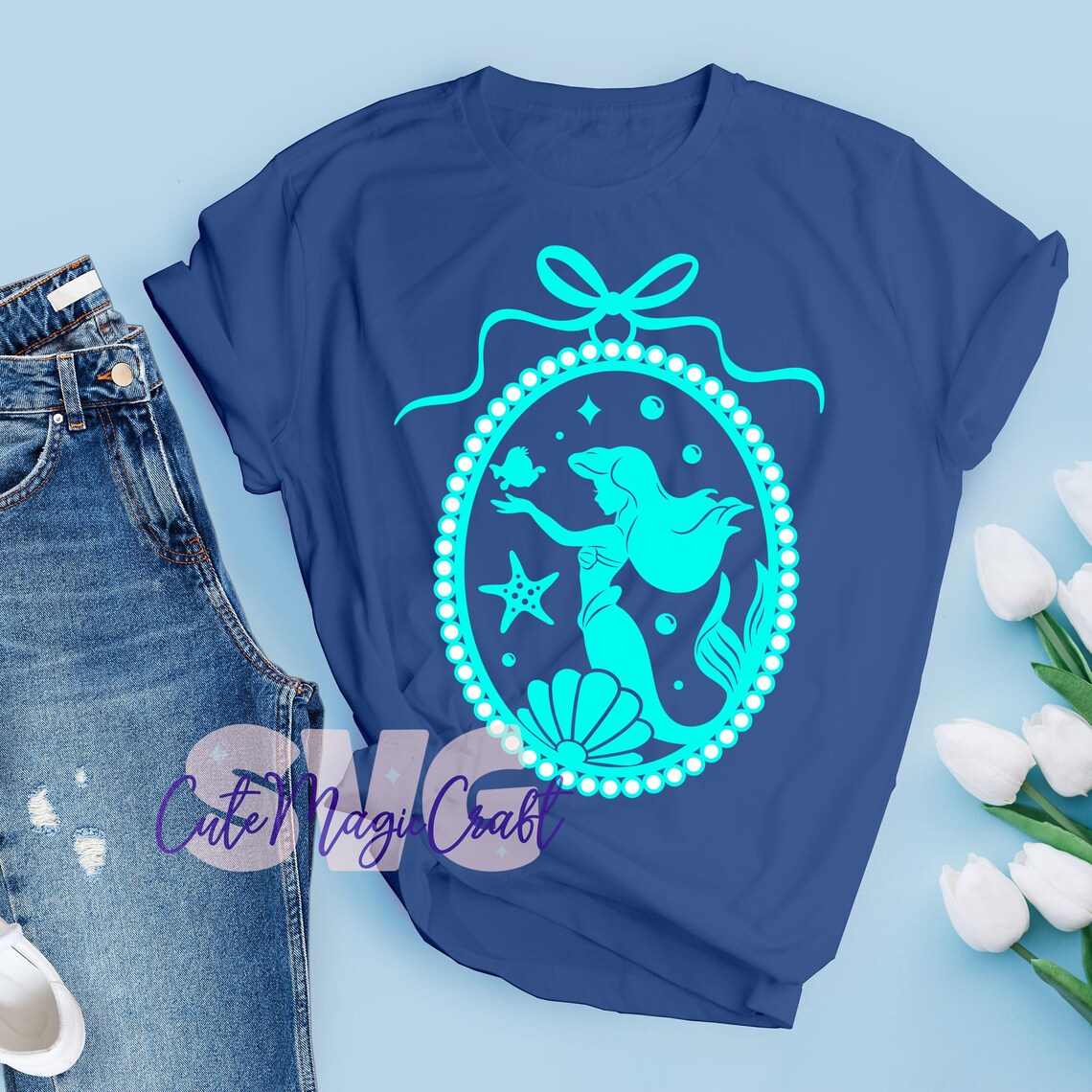 Princess Ariel Retro Frame SVG for DIY Projects! | Coquette Bow Elegant ...