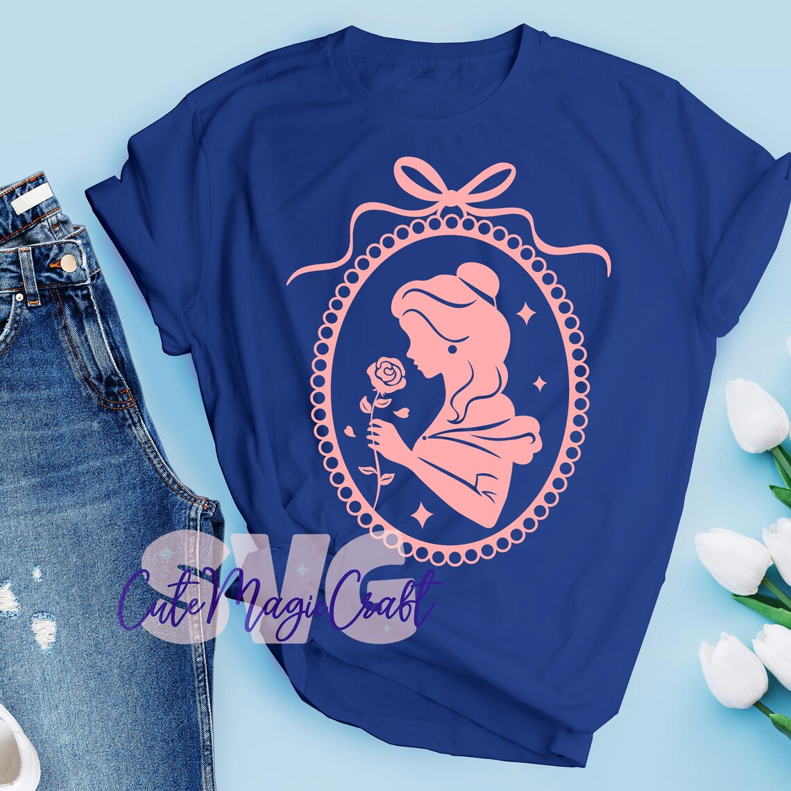 Princess Belle Retro Frame SVG for DIY Projects! | Coquette Bow Elegant ...