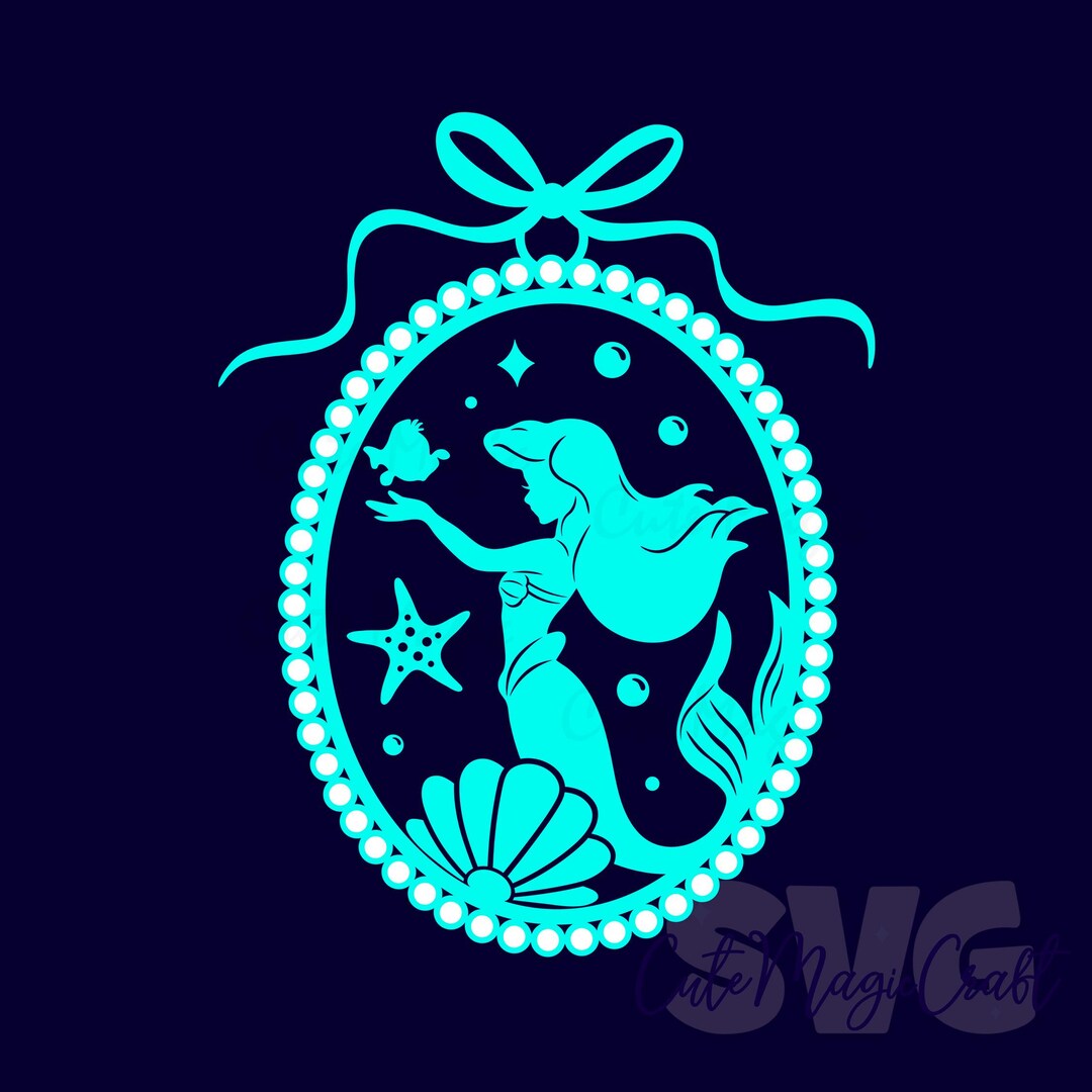 Princess Ariel Retro Frame SVG for DIY Projects! | Coquette Bow Elegant ...