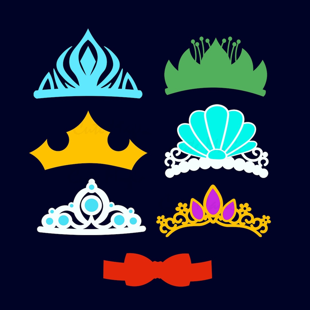 Princess Crowns SVG for DIY Crafts! Tiaras, Symbols of 7 Princesses Cut ...