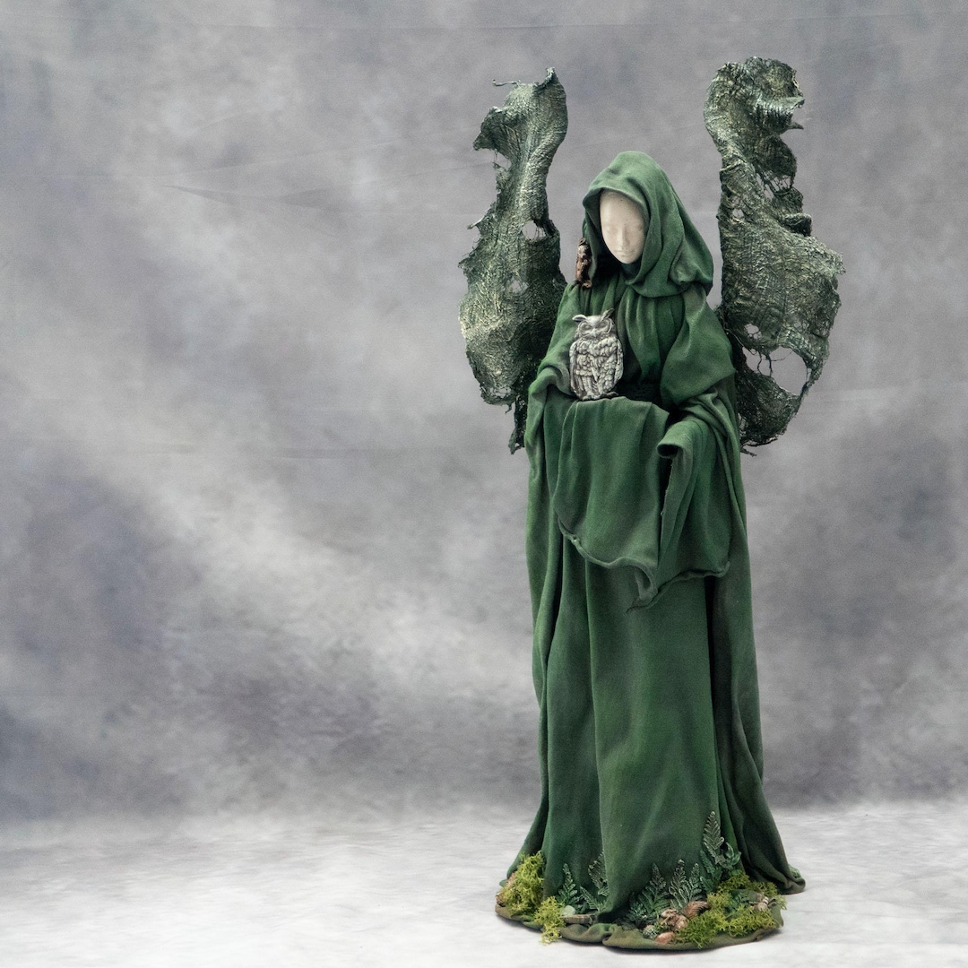 Forest Guardian Fairy Sculpture With Owl | OOAK Powertex Fantasy ...