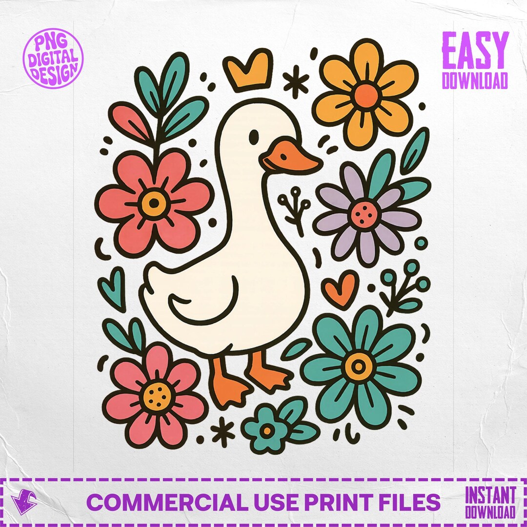 Cute Goose Png, Floral Goose Clipart, Boho Flowers Png, Goose Clipart ...