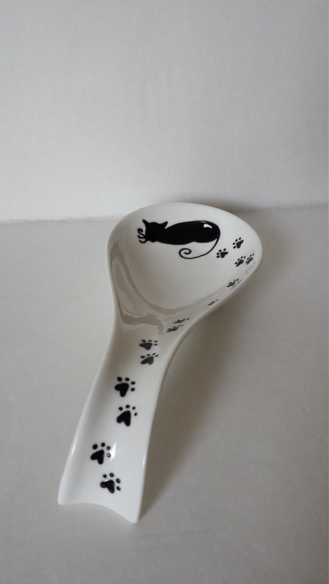 Handpainted Sleeping Black Cat Spoon Rest - Etsy