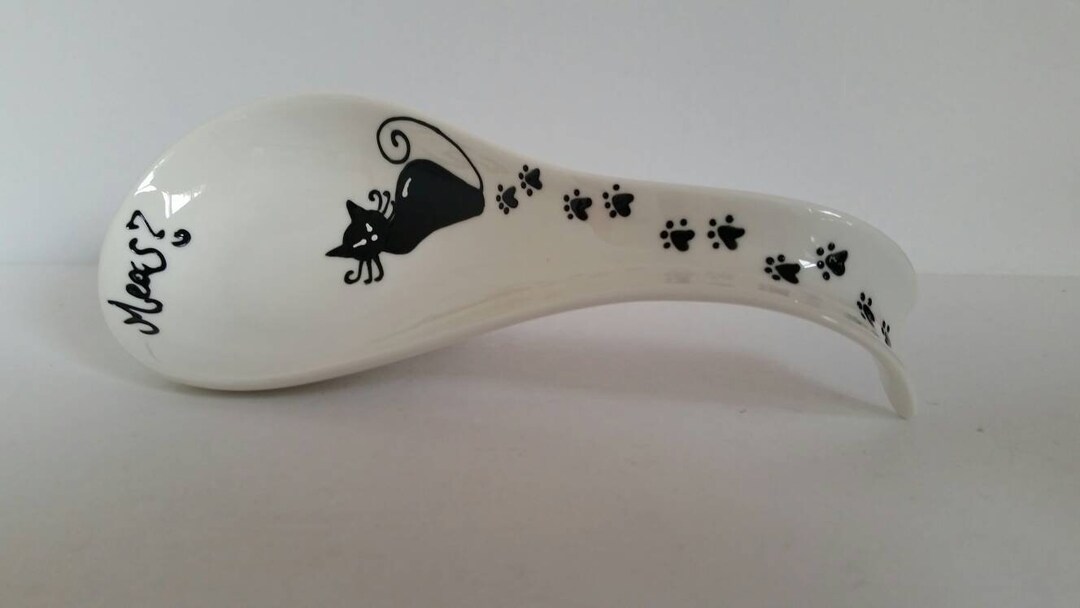Handpainted Black Cat Spoon Rest - Etsy