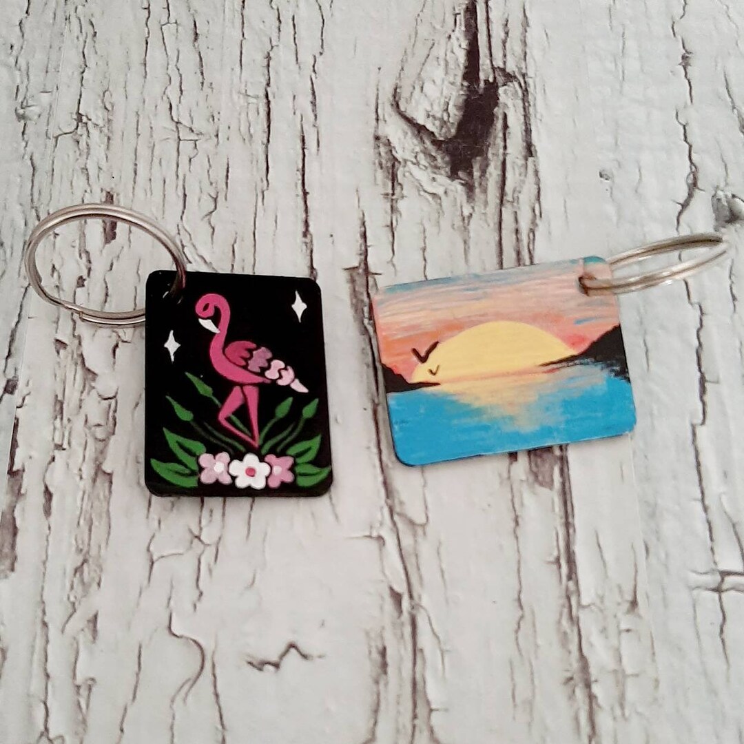 INV - Handpainted Wood Key Chains - Choose Between 2 Sides Landscape or ...