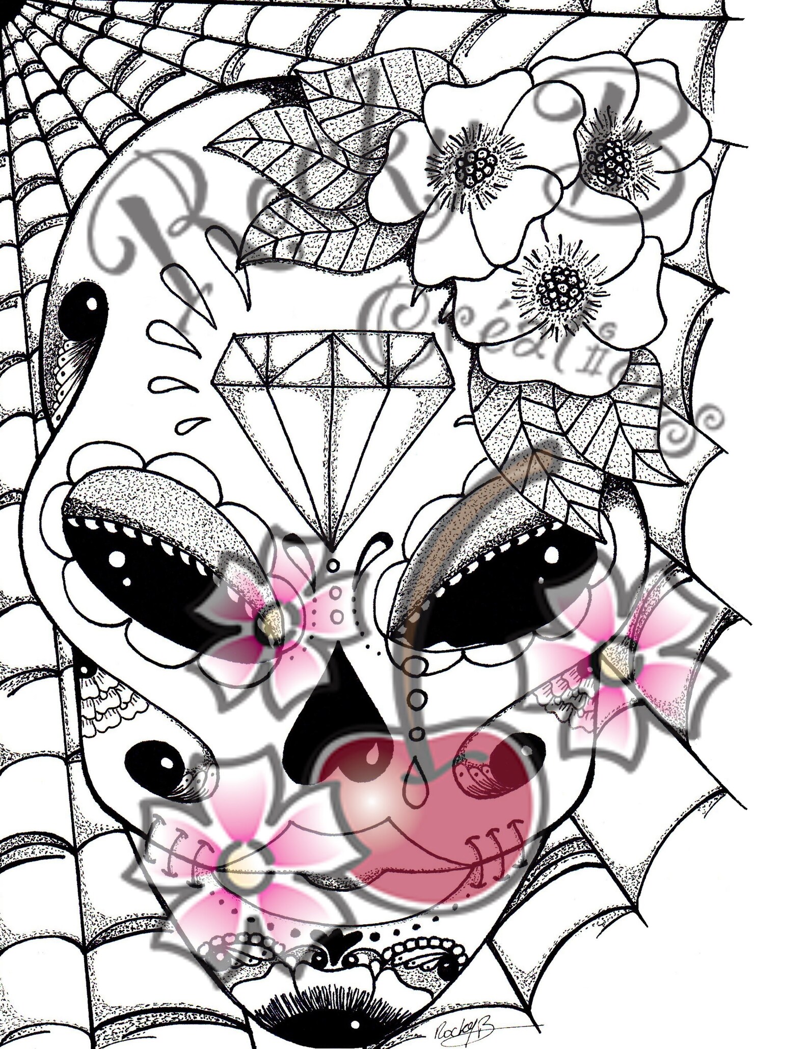 Skulls zentangle Relaxing coloring pages printed on - Etsy België