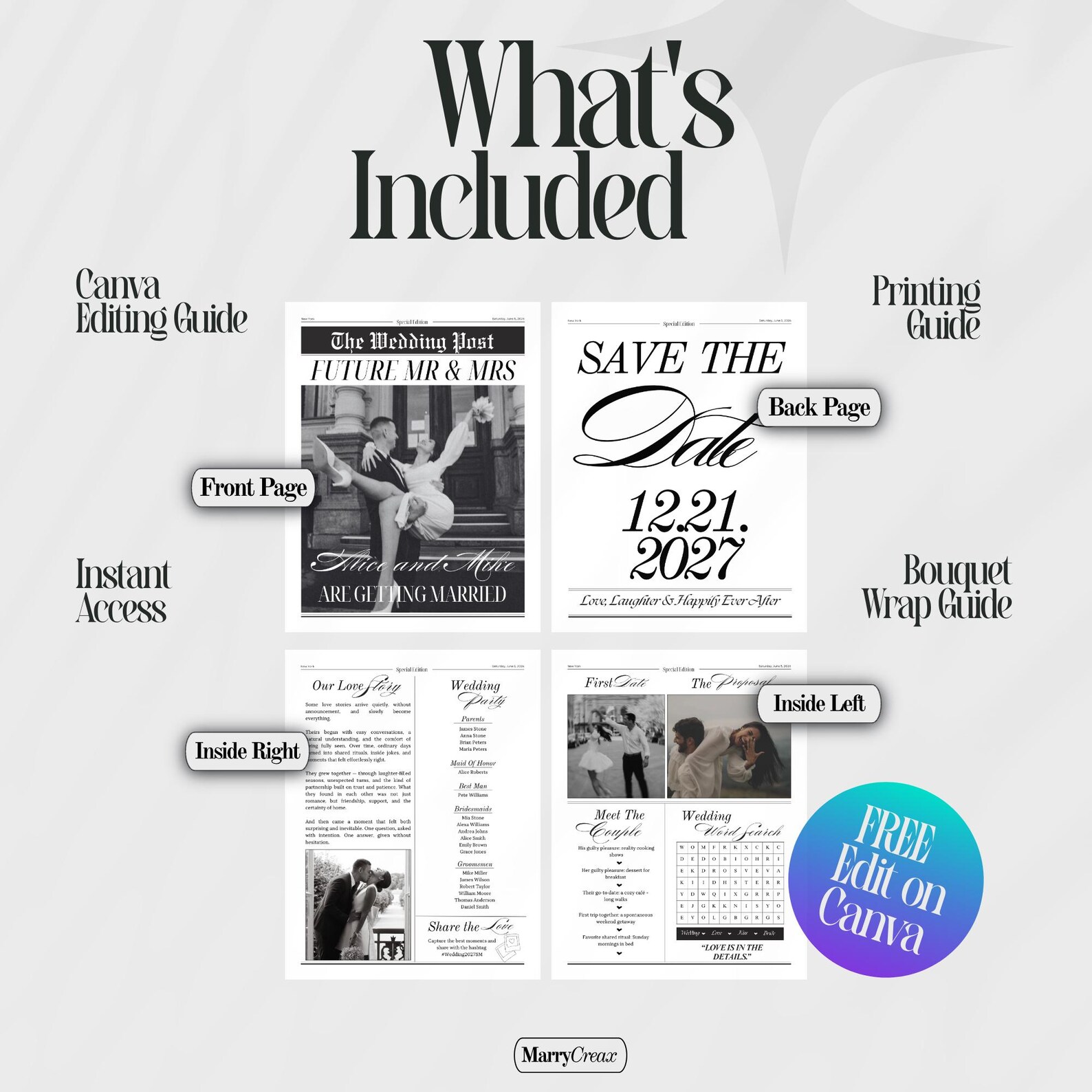 Wedding Newspaper Wedding Program, Save the Dates Engagement Newspaper ...
