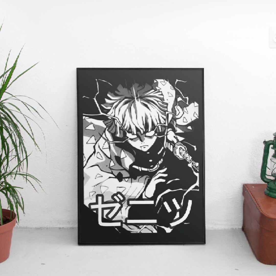Zenitsu Digital Poster, Demon Slayer Zenitsu Manga Print, Anime Wall ...