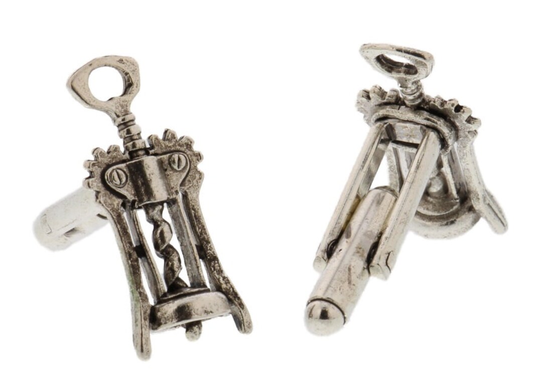 Silver Wine Corkscrew Cuff Links - Etsy