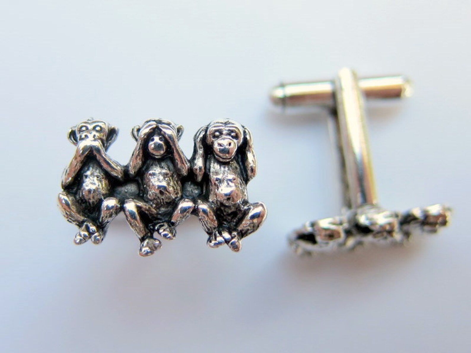 No Evil Monkey Cuff Links - Etsy