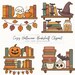 Halloween Bookshelf Clipart PNG Pack: Witchy Ghost, Pumpkin Art ...