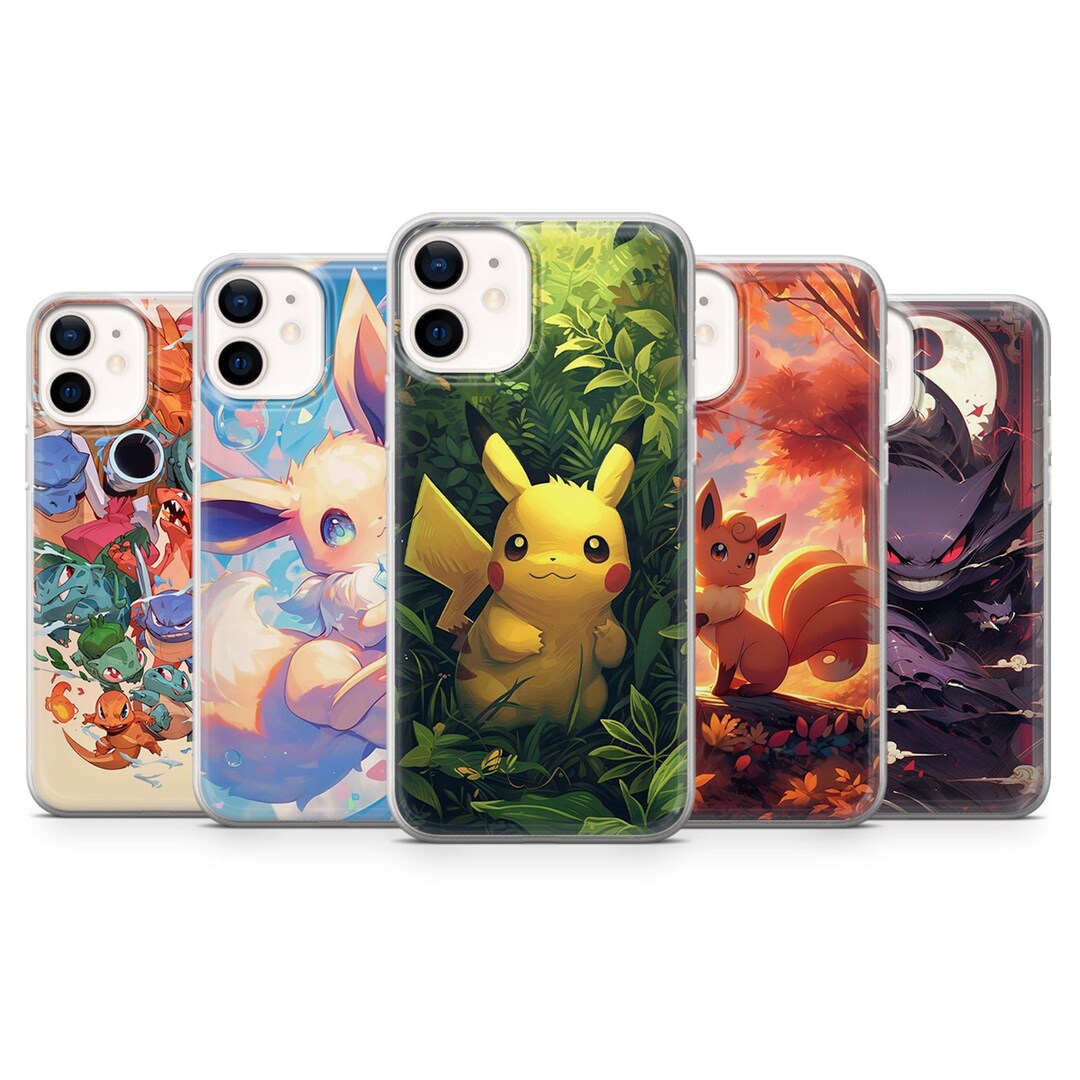 Pokemon Phone Case Eevee Pikachu Cover for iPhone 16E, Pro, 15, 14, 13 ...