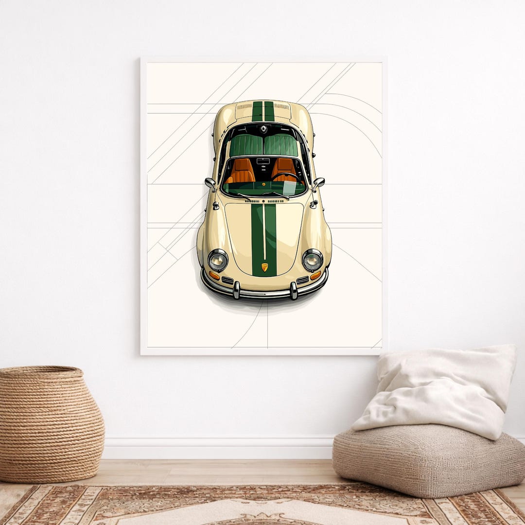 Vintage Porsche 911 Inspired Wall Art Print, Classic Car Poster, Retro ...