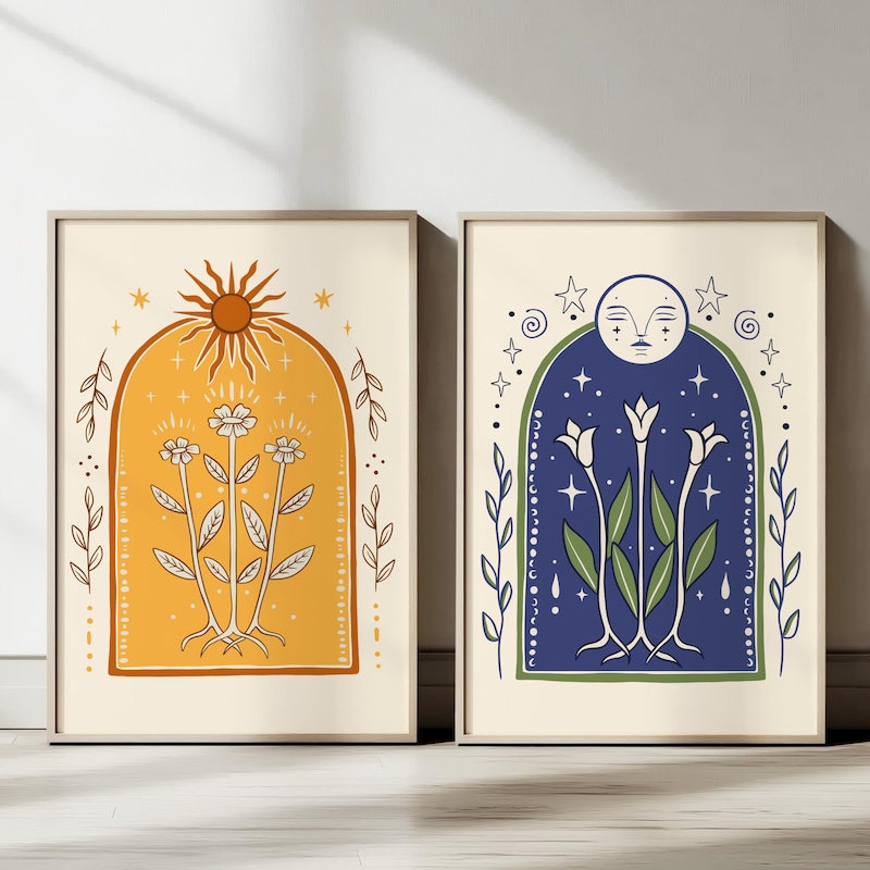 Sun and Moon Two Prints - Etsy