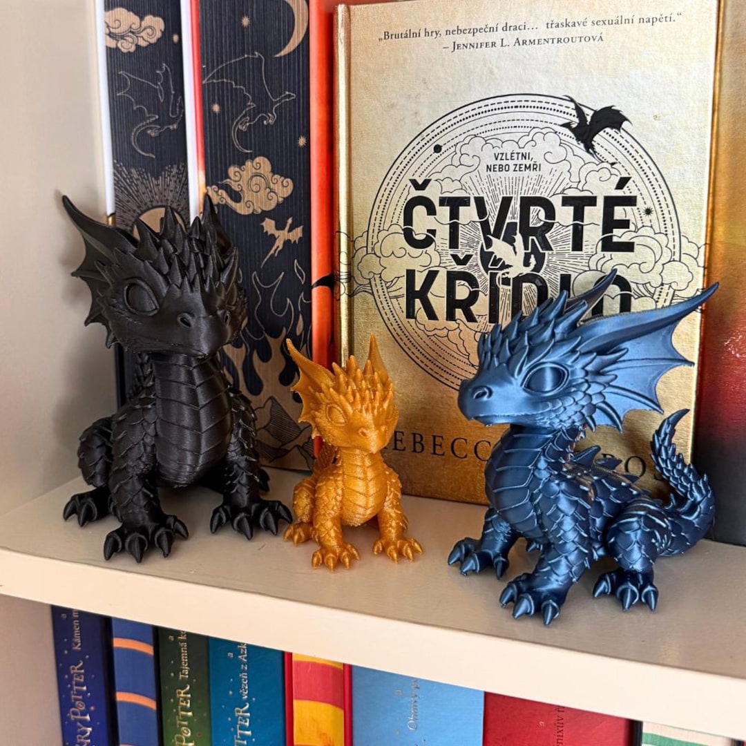 Three Dragons Bookshelf Decor | Fourth Wing Inspired 3D Print - Etsy