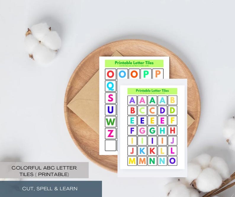 Printable Alphabet Letter Tiles for Kids – Colorful ABC Cut & Learn ...