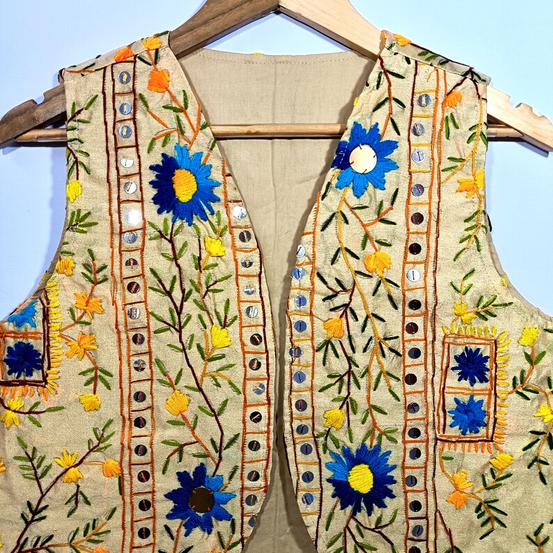 Embroidered Mirror Work Vest: Boho Indian Floral Jacket - Etsy