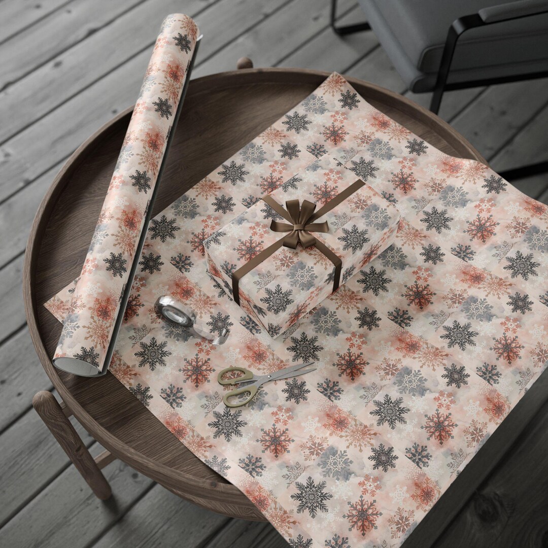 Snowflake Wrapping Paper | Neutral Winter Gift Wrap | Winter Gift Beige ...