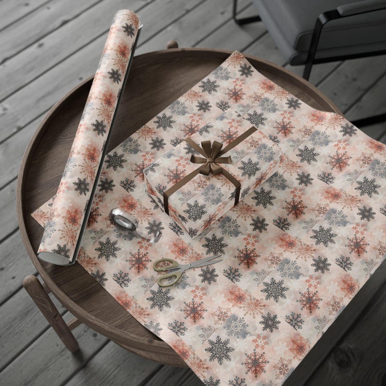 Snowflake Wrapping Paper | Neutral Winter Gift Wrap | Winter Gift Beige ...