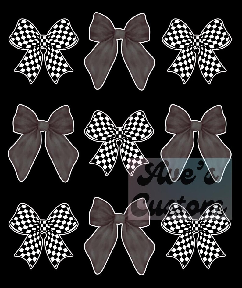 Checkered Bows PNG - Etsy