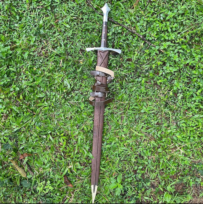 Handmade Long Straight Sword With Elegant Handle | Collectible Medieval ...