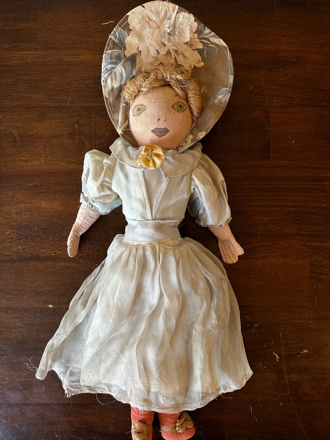 Primitive Handmade Prairie Doll With Bonnet and Straw Hair, One of a ...