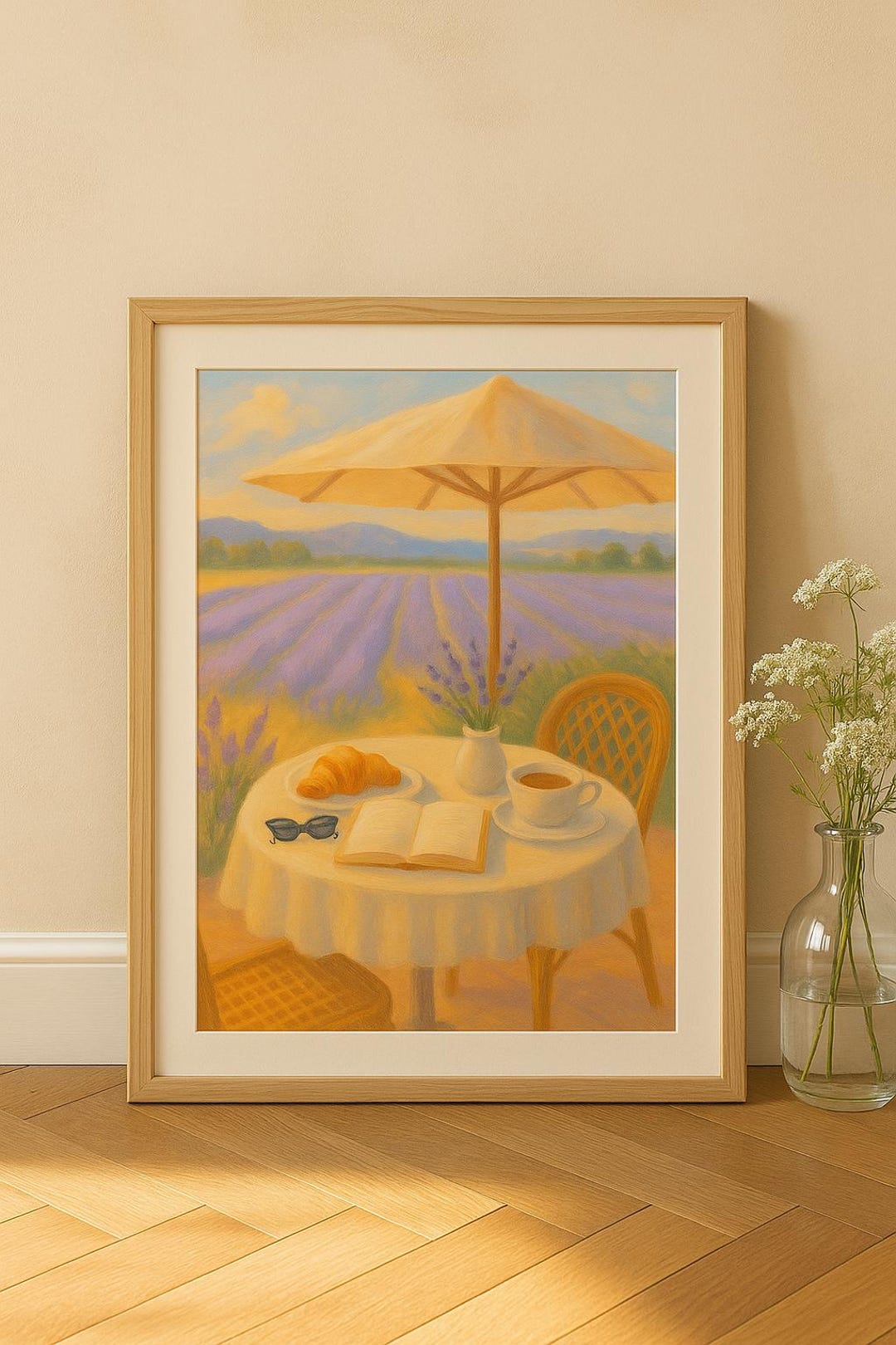 Serene Summer Café Poster – French Boho Aesthetic Wall Art – Lavender ...