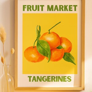 Tangerine Fruit Market Poster, Retro Kitchen Wall Art, Citrus ...