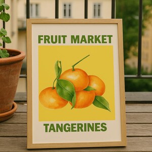 Tangerine Fruit Market Poster, Retro Kitchen Wall Art, Citrus ...