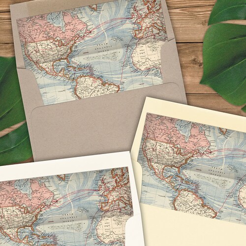 World Map Envelope Liners A2 Size Square Flap Multicolor - Etsy