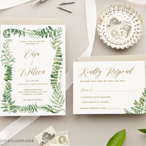 Fern Wedding Invitation by Luckyladypaper - Etsy