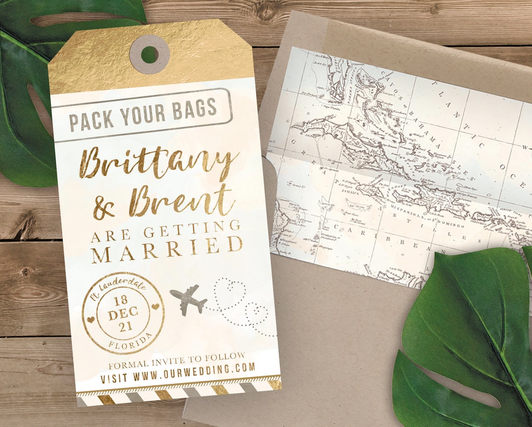 Luggage Tag Shaped Save the Date Destination Wedding Travel Theme ...