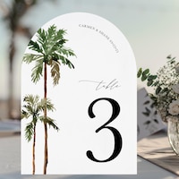 Palm Tree Table Number Card Template, Tropical Wedding Table Number ...