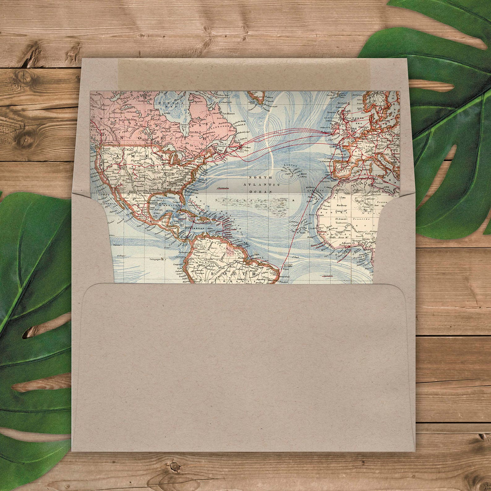 World Map Envelope Liners A2 Size - Square Flap - Multicolor - for Your ...