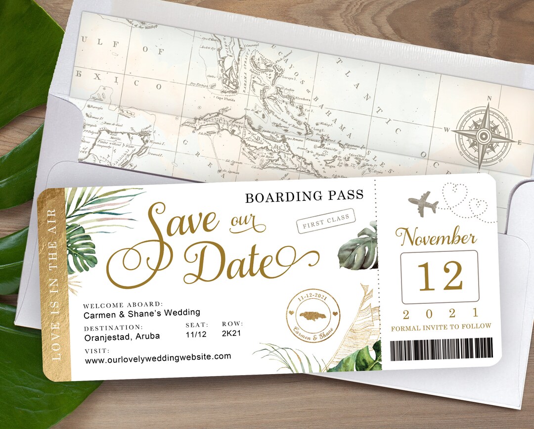 Destination Wedding Boarding Pass Save the Date Invitation - Etsy