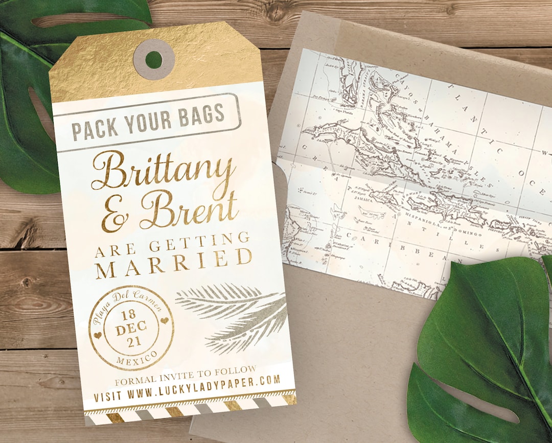 Destination Wedding Luggage Tag Shaped Save the Date - Save the Date ...