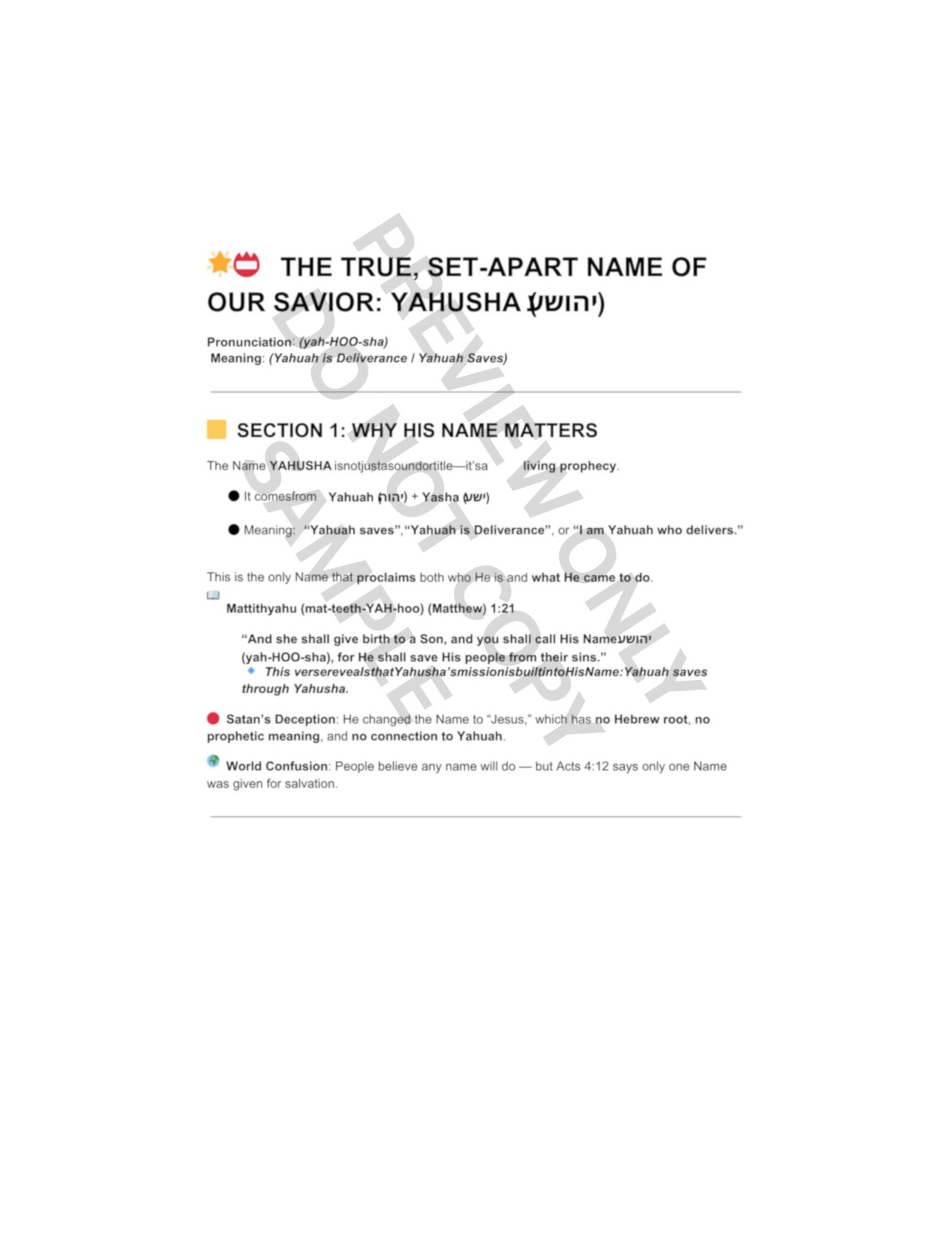 Yahusha True Name PDF: Hebrew Roots Bible Study - Pagan Names Revealed ...