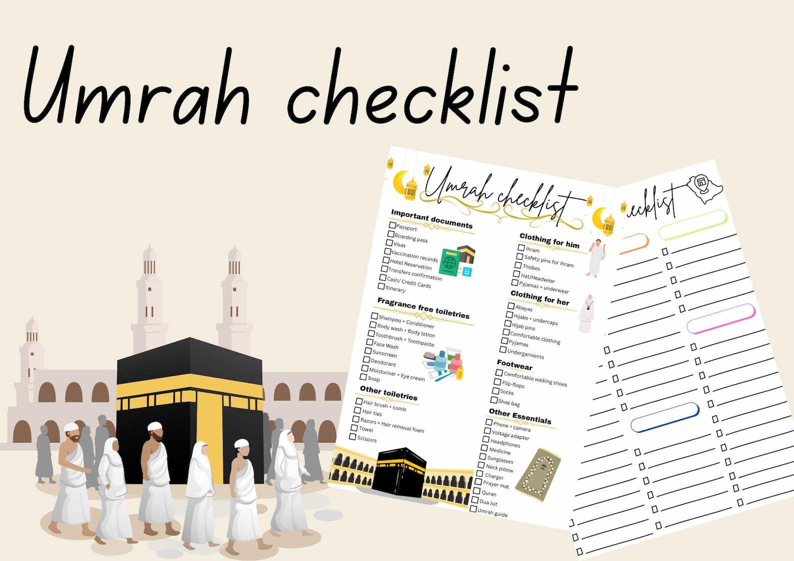 A4 Umrah Travel Checklist | Printable Packing Guide for Pilgrimage ...