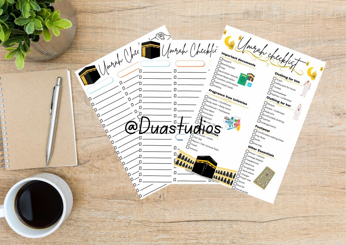 A4 Umrah Travel Checklist | Printable Packing Guide for Pilgrimage ...