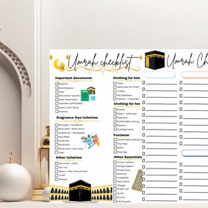 A4 Umrah Travel Checklist | Printable Packing Guide for Pilgrimage ...