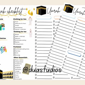 A4 Umrah Travel Checklist | Printable Packing Guide for Pilgrimage ...