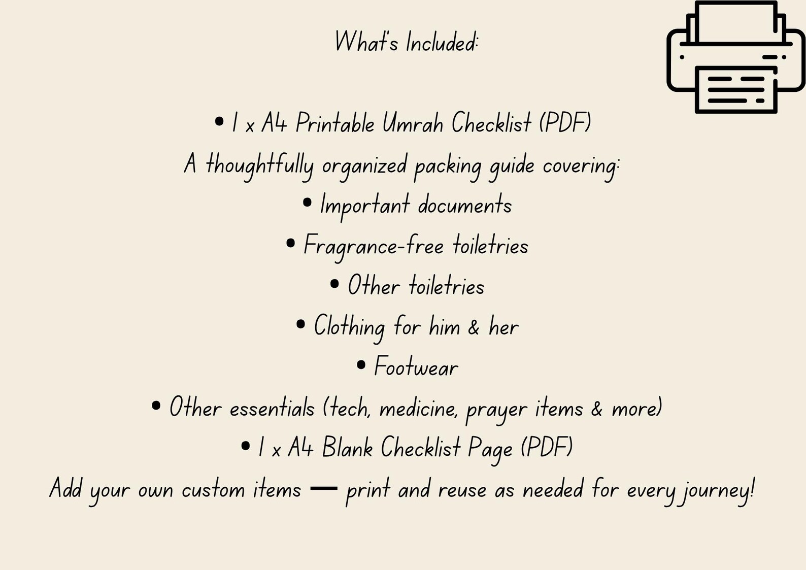 A4 Umrah Travel Checklist | Printable Packing Guide for Pilgrimage ...