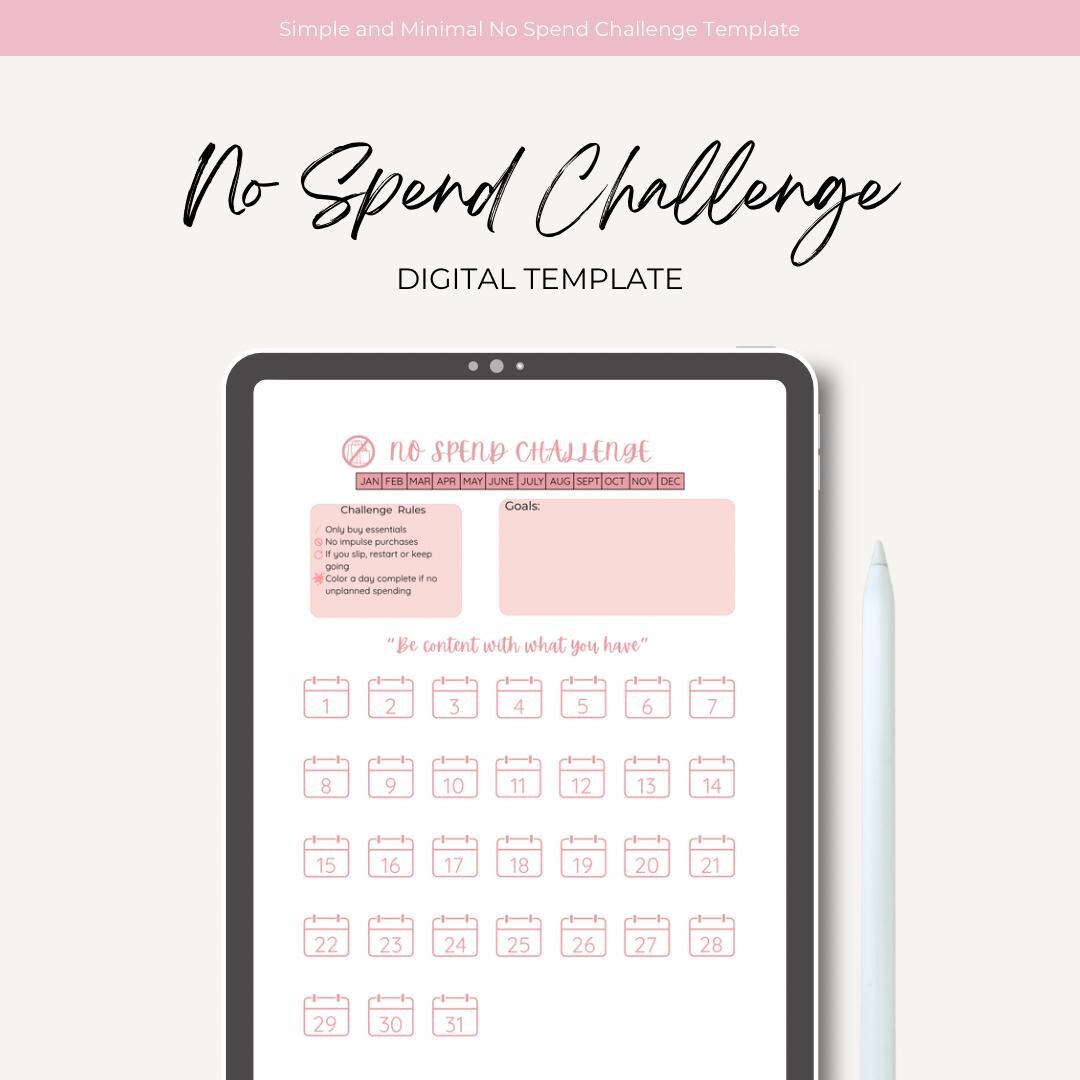 No Spend Challenge Printable | Money Saving Worksheet PDF | Pink ...