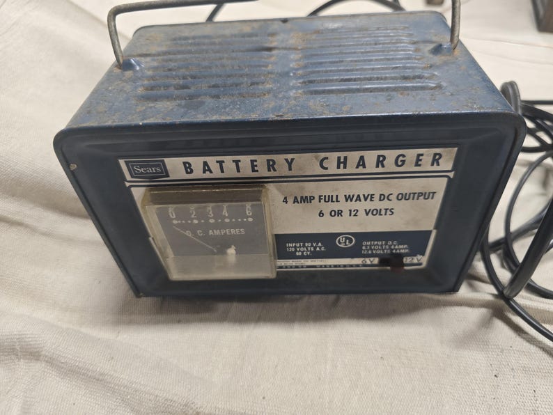 Vintage Sears 4 Amp 12 Volt Battery Charger Model 608.71821 Very Rare ...