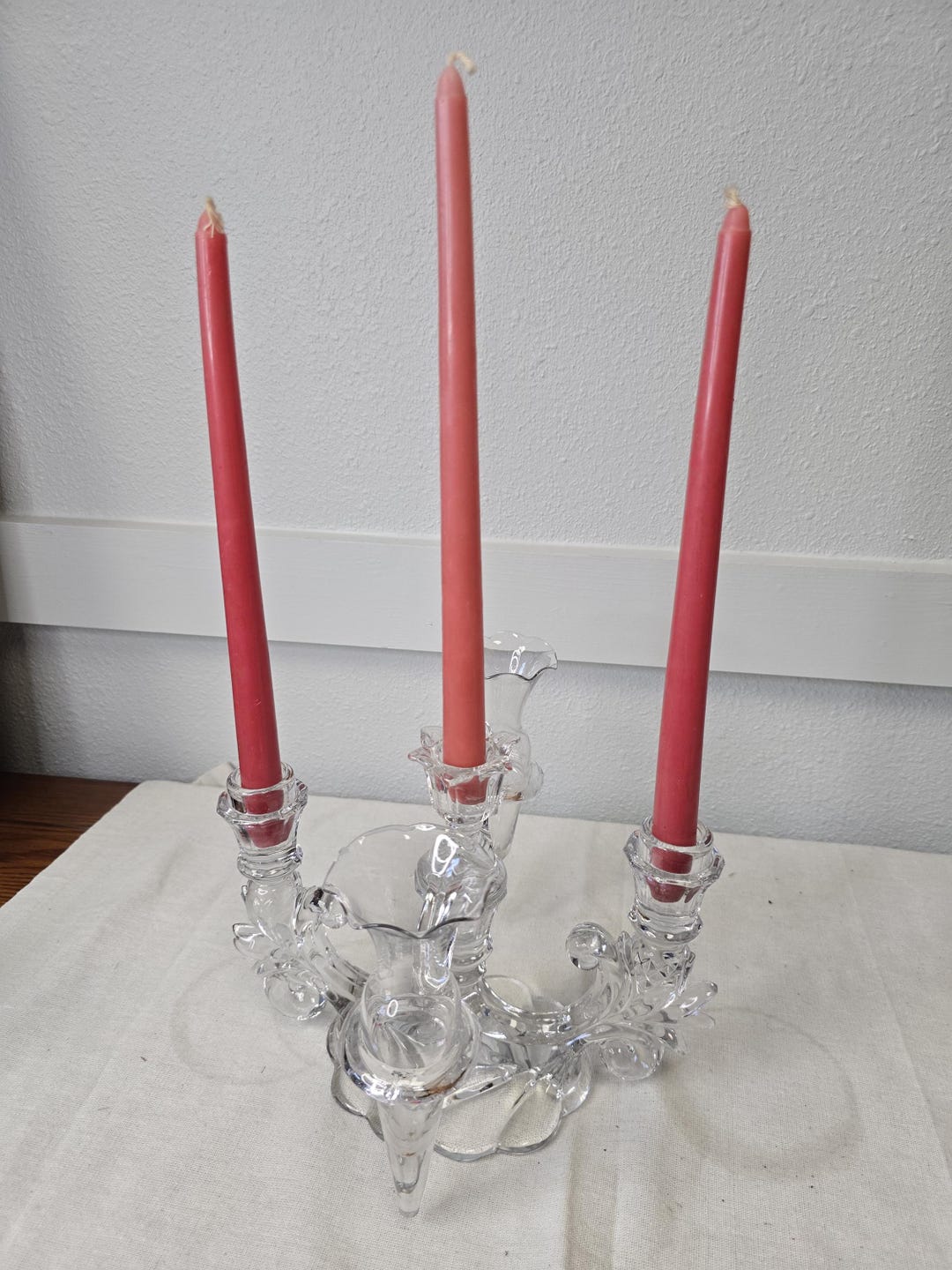 Vintage Cambridge Crystal Candelabra Epergne: 3-light Candlestick ...